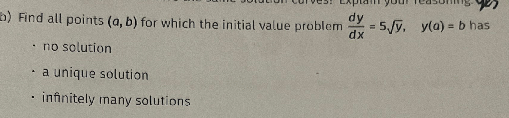 Solved b) ﻿Find all points (a,b) ﻿for which the initial | Chegg.com