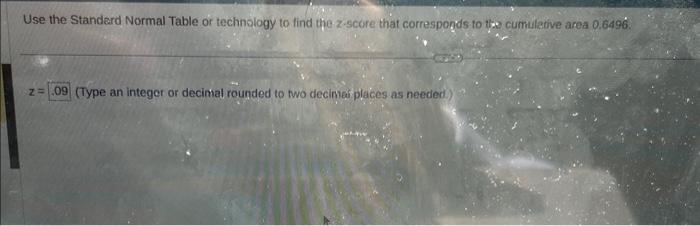 Solved Use the Standard Normal Table or technology to lind | Chegg.com