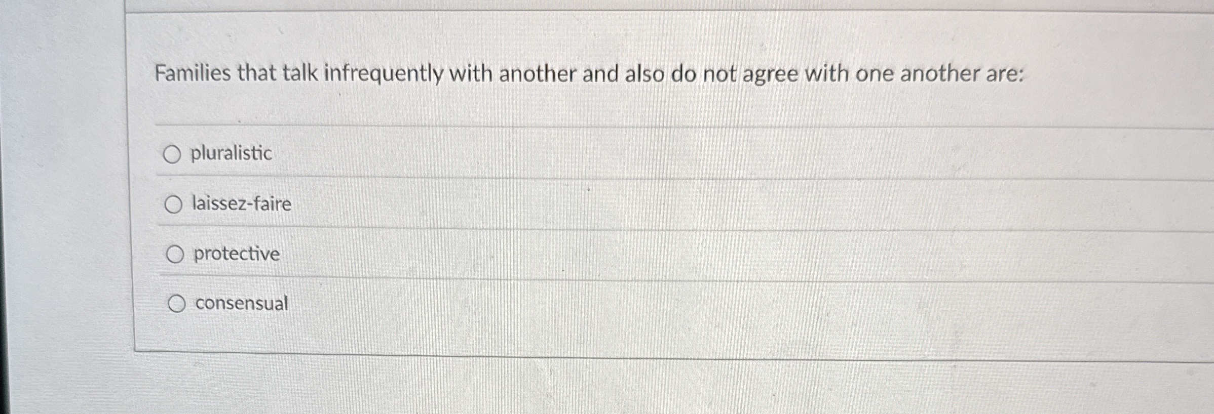 Solved Families that talk infrequently with another and also | Chegg.com