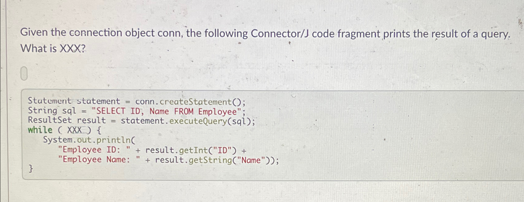 Solved Given the connection object conn, the following | Chegg.com