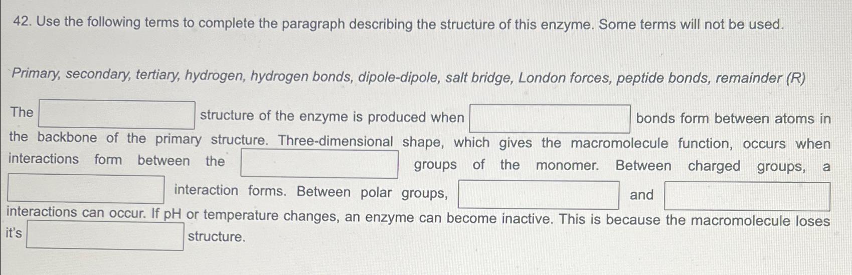 Solved Use the following terms to complete the paragraph | Chegg.com