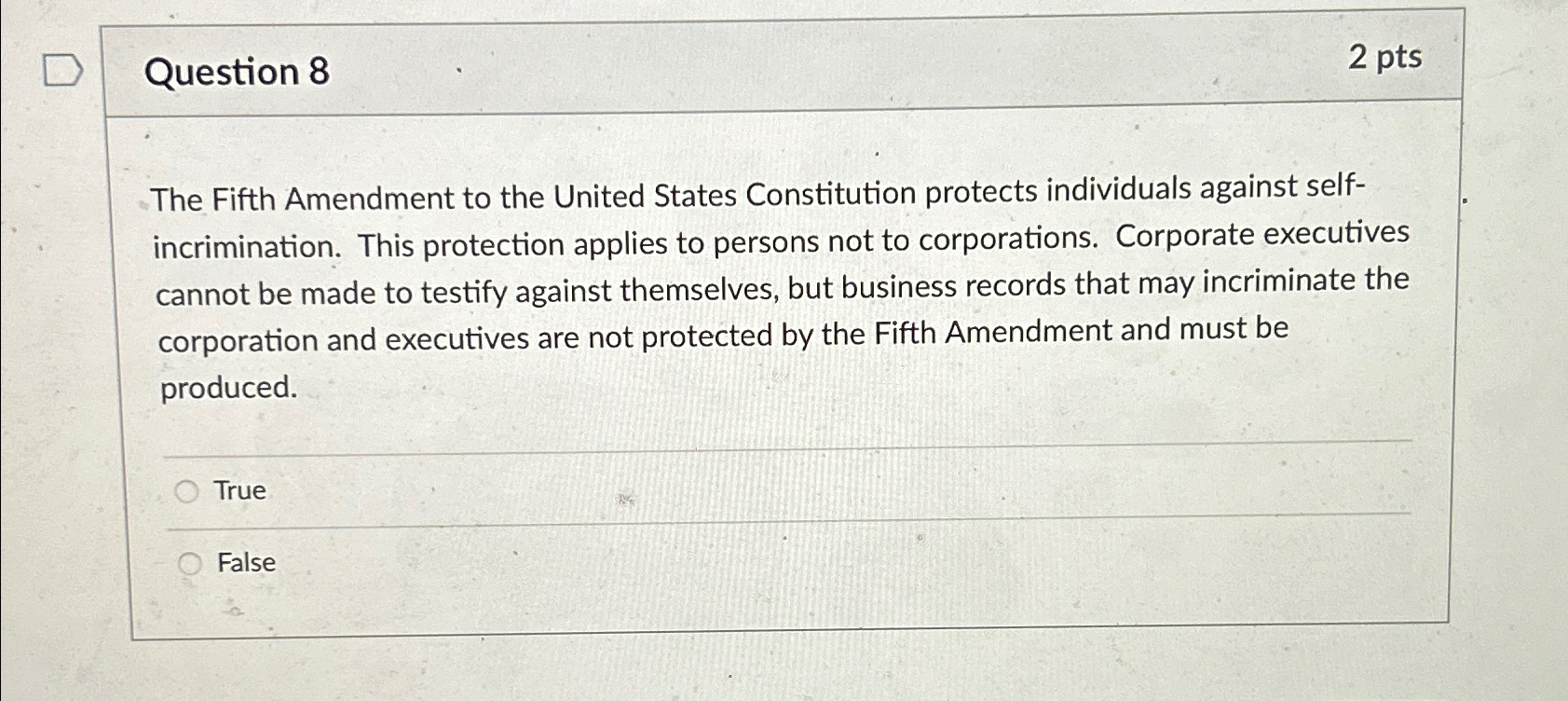 Solved Question 82 ﻿ptsThe Fifth Amendment to the United | Chegg.com