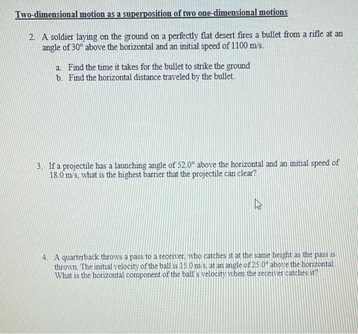 Solved Two-dimensional motion as a superposition of two | Chegg.com