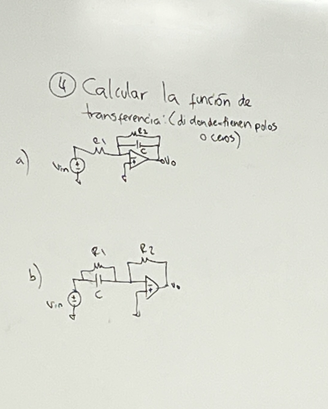 Solved (4) ﻿Calcular la funcIon de transferencia: (di Donde | Chegg.com