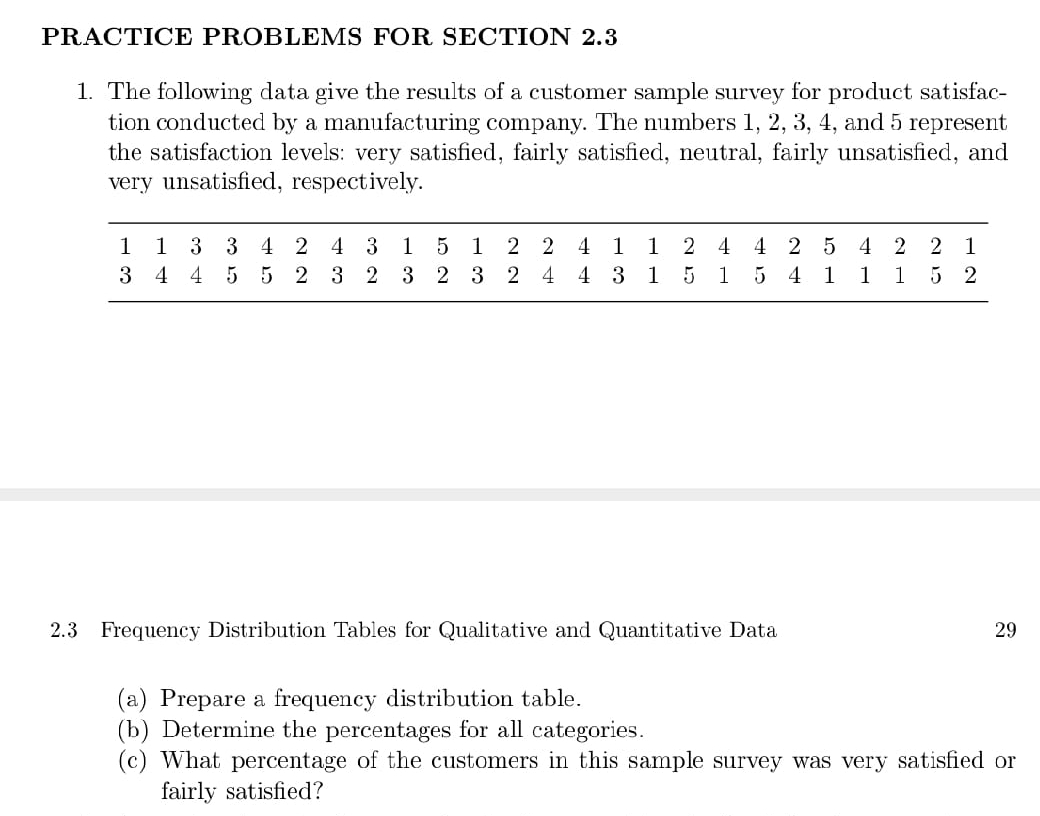 Solved PRACTICE PROBLEMS FOR SECTION 2.3The following data | Chegg.com