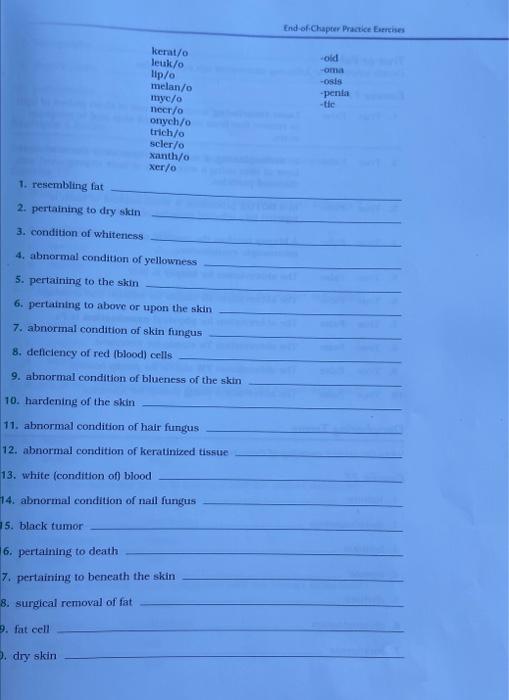 Solved Word Building Using only the word parts in the lists | Chegg.com