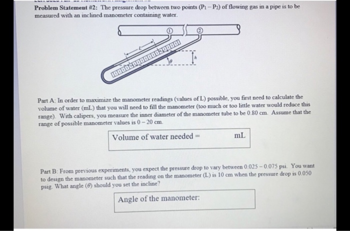 Solved Problem Statement #2: The pressure drop between two | Chegg.com