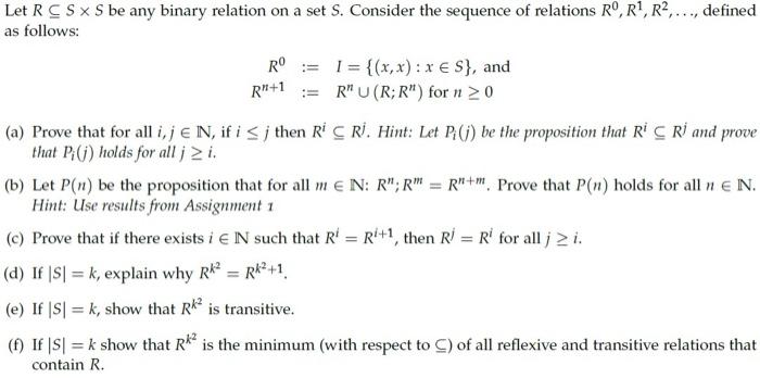 Solved Let R⊆s×s Be Any Binary Relation On A Set S Consider 