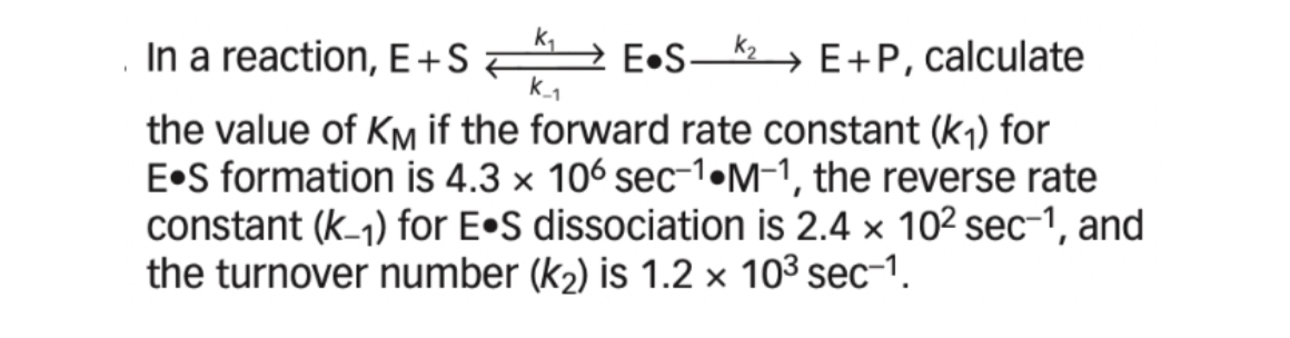 Solved In a reaction, E+S⇄k-1k1E*S→k2E+P, ﻿calculatethe | Chegg.com