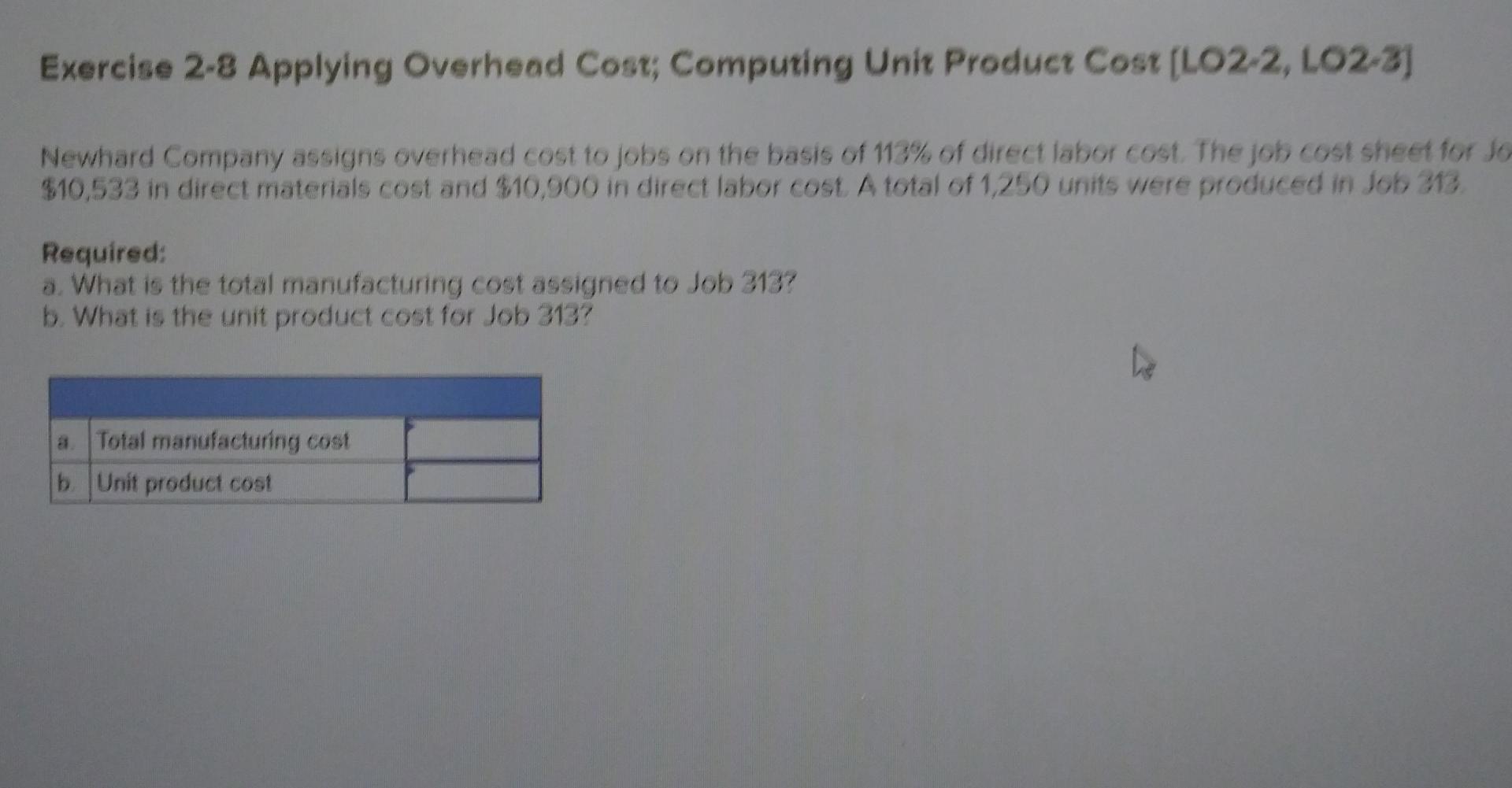 Solved Exercise 2-8 Applying Overhead Cost; Computing Unit | Chegg.com