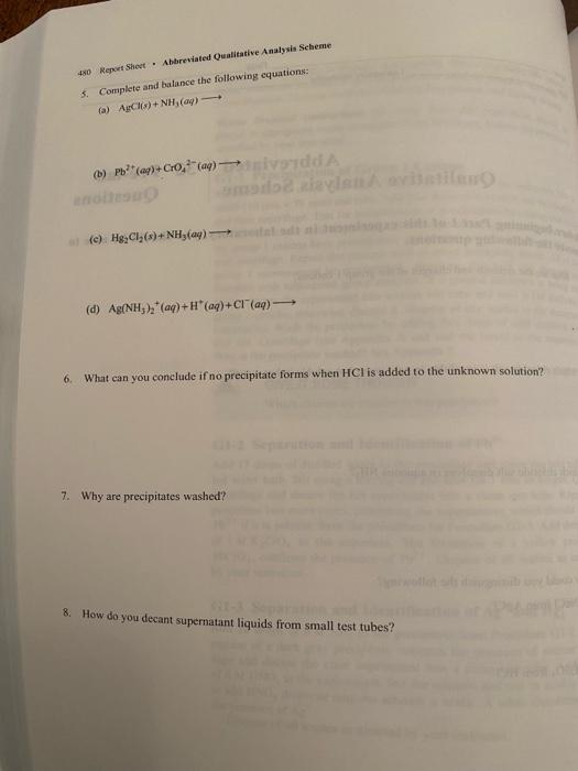 Solved Abbreviated 32 Pre-lab Qualitative Analysis Scheme | Chegg.com