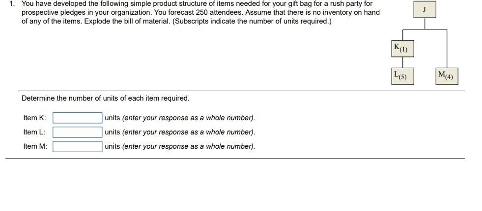Solved 1. You have developed the following simple product | Chegg.com