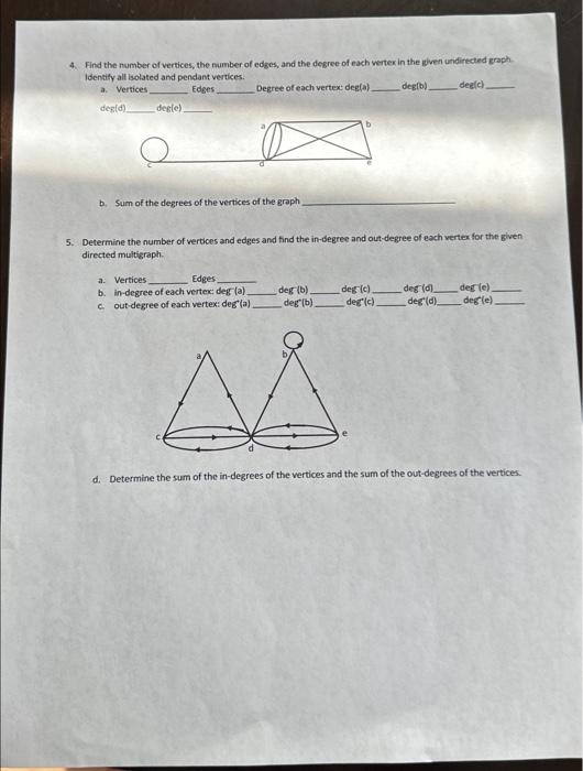 Solved 4. Find the number of vertices, the number of edges, | Chegg.com