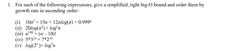 Solved For each of the following expressions, give a | Chegg.com
