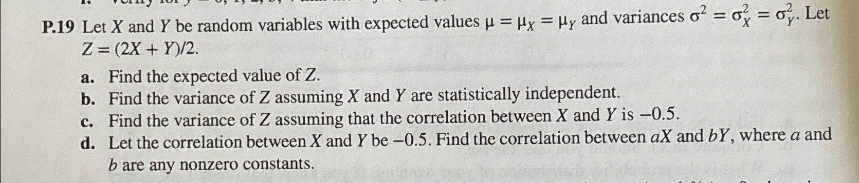 Solved P. 19 ﻿Let x ﻿and Y ﻿be random variables with | Chegg.com