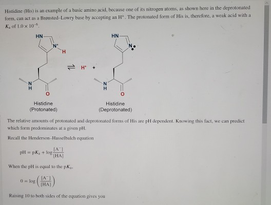 Solved Histidine (His) is an example of a basic amino acid, | Chegg.com