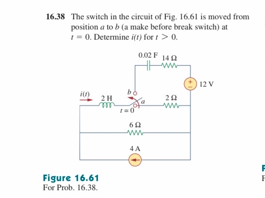 Solved 16.38 ﻿The switch in the circuit of Fig. 16.61 ﻿is | Chegg.com