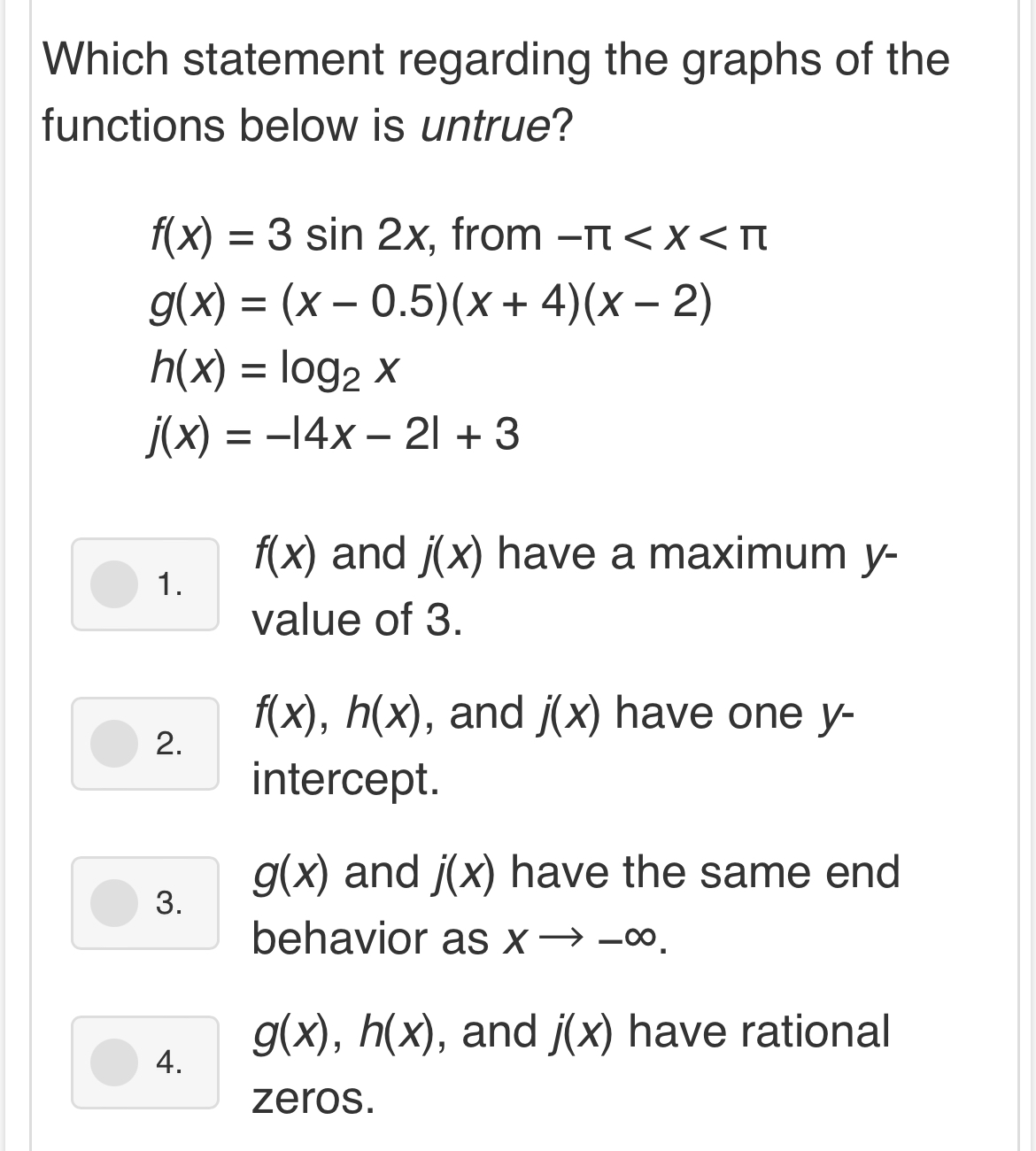 Solved Which statement regarding the graphs of the functions | Chegg.com