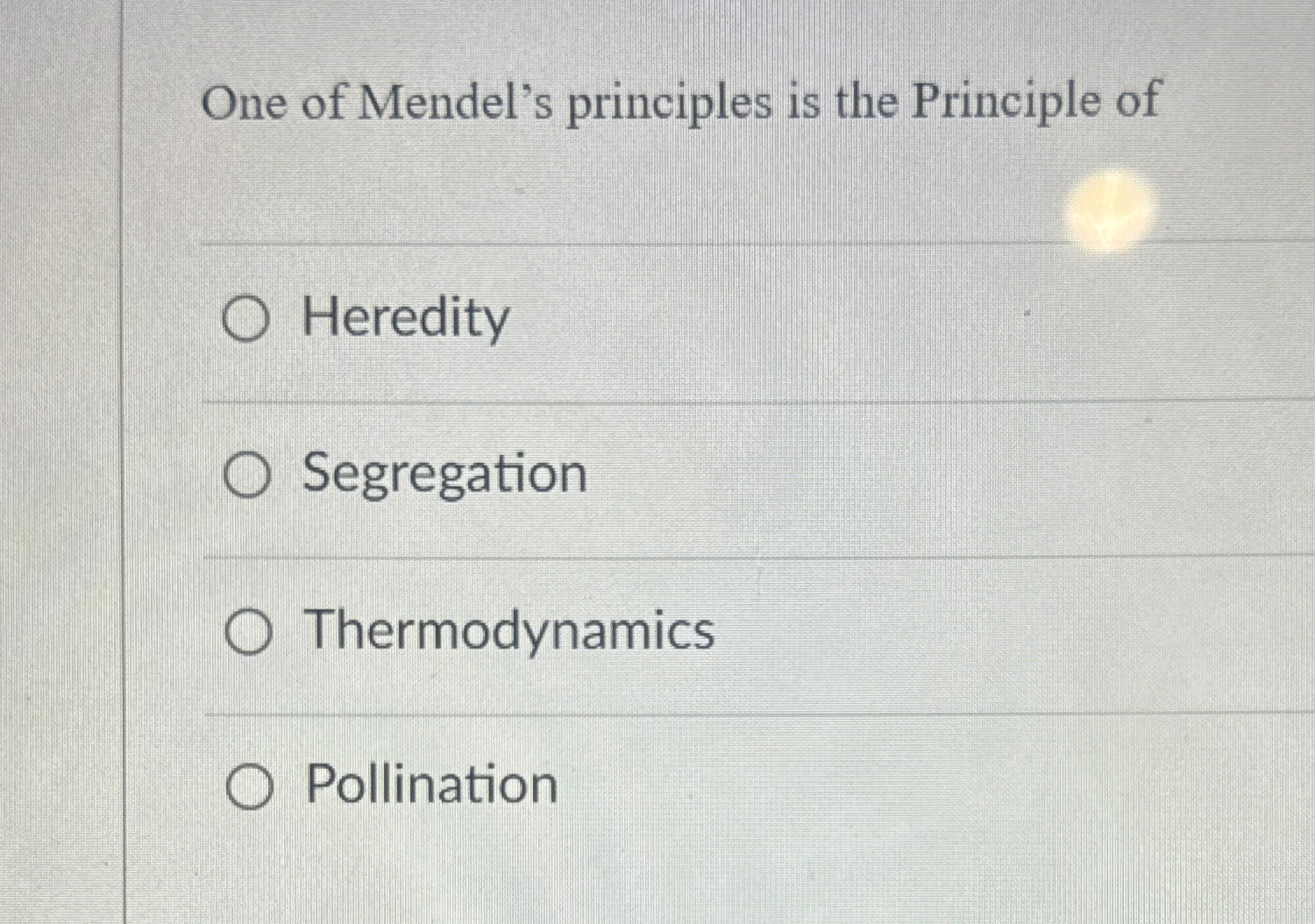Solved One of Mendel's principles is the Principle | Chegg.com