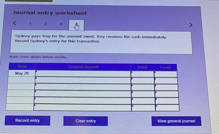 Solved Journal entiry worlosheet Sydney accepts delivery of | Chegg.com