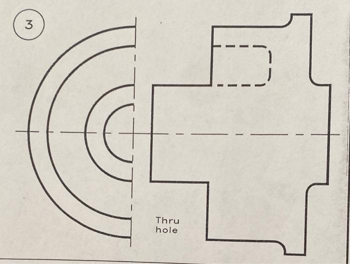 Solved Convert the right side views into half sections and | Chegg.com