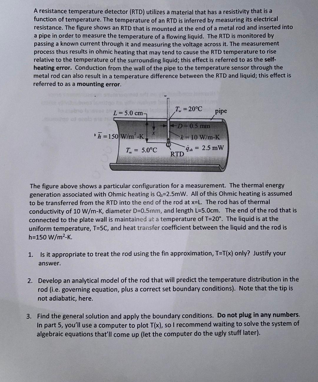 Solved A resistance temperature detector (RTD) utilizes a | Chegg.com