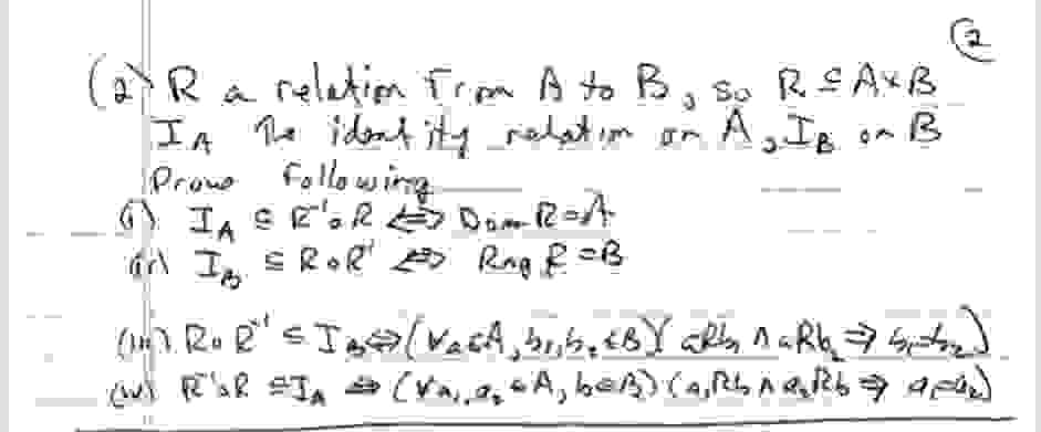 Solved (2) R ﻿a relation from A ﻿to B, ﻿so R ﻿contained | Chegg.com