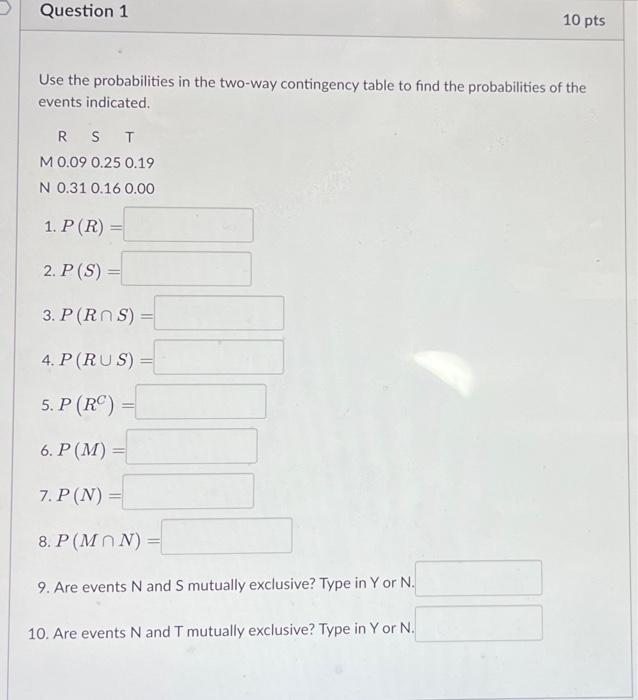 Solved Use the probabilities in the two-way contingency | Chegg.com