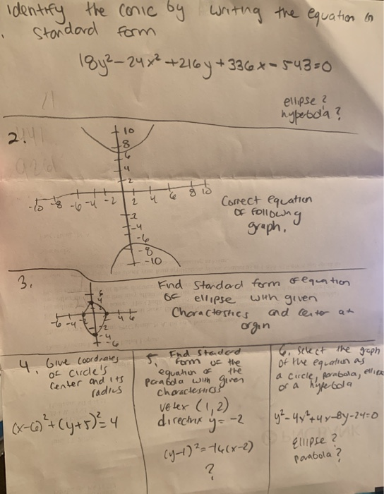 Solved Identify the conic by writing the equation in | Chegg.com