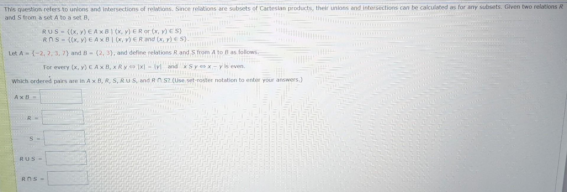 Solved This question refers to unions and intersections of | Chegg.com