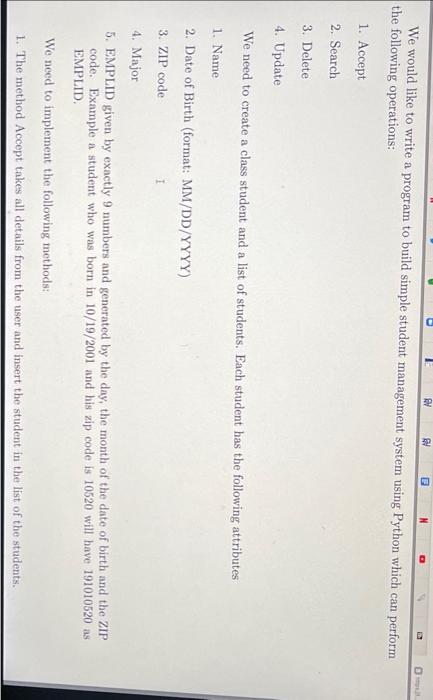 Solved We would like to write a program to build simple | Chegg.com