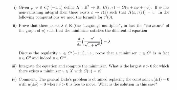 Solved (Dido's problem) On the set of functions | Chegg.com