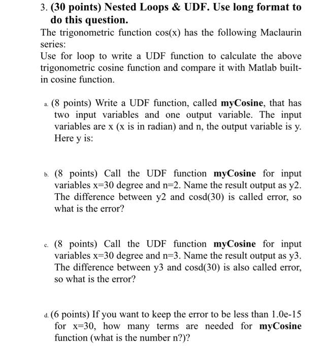 Solved 3 30 Points Nested Loops And Udf Use Long Format