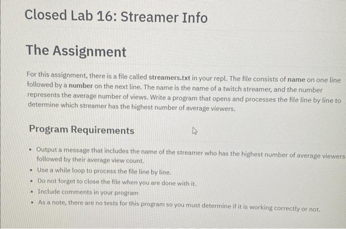 Solved The Assignment For this assignment, there is a file | Chegg.com