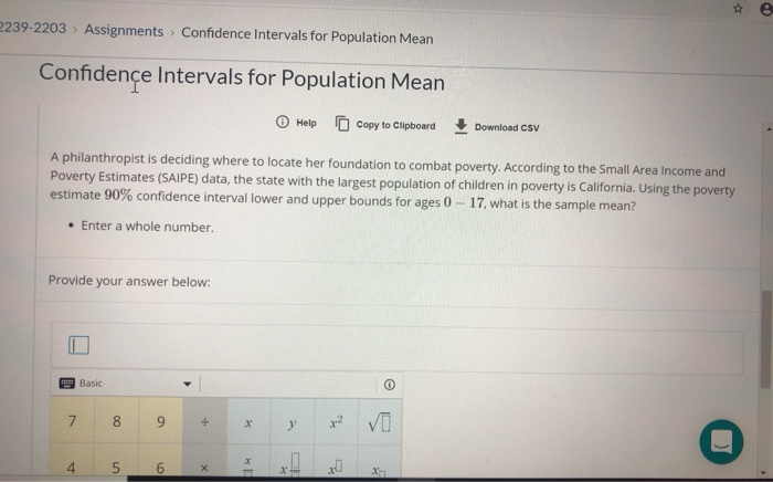 Solved 2239-2203 > Assignments Confidence Intervals for | Chegg.com