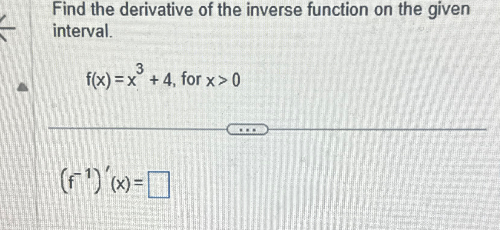 Solved Find the derivative of the inverse function on the | Chegg.com