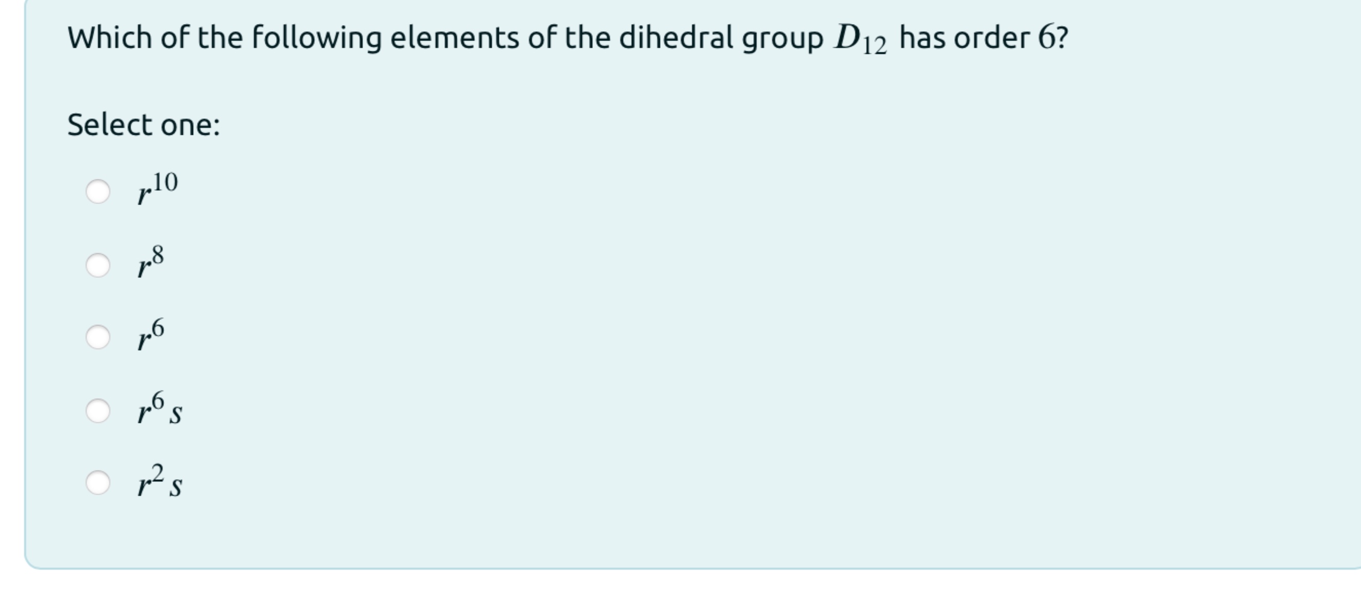 Solved Which of the following elements of the dihedral group | Chegg.com
