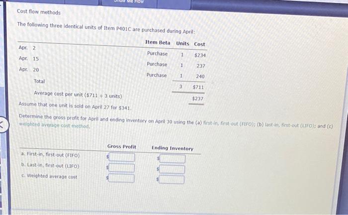 Solved The following three identical units of Item P401C are | Chegg.com