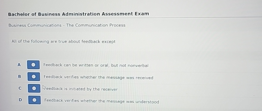 Solved Bachelor of Business Administration Assessment | Chegg.com