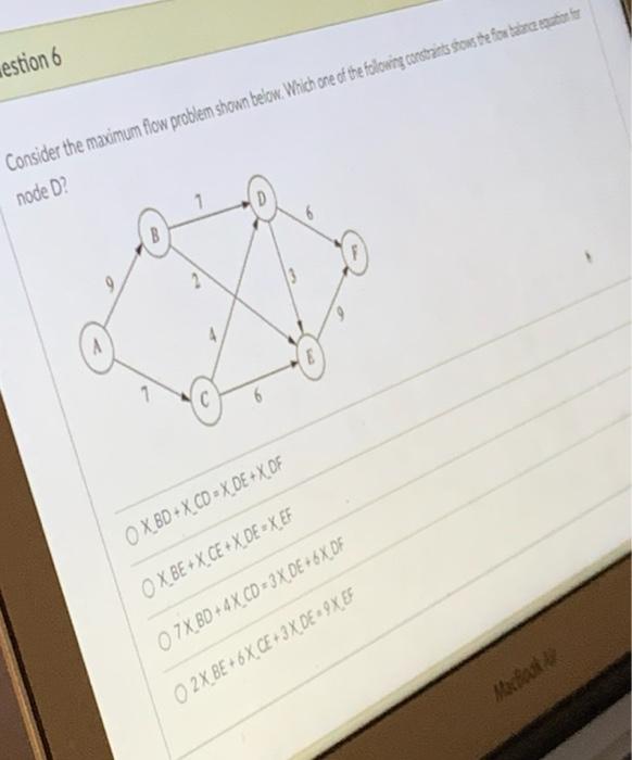 Solved estion 6 Consider the maximum flow problem shown | Chegg.com