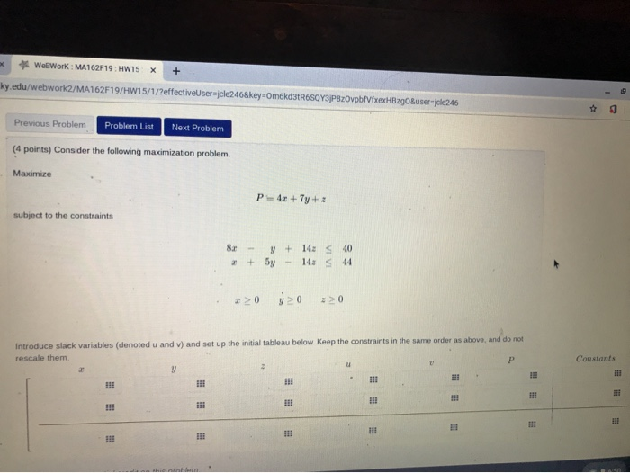 Solved * WebWork: MA162F19 HW15 X + | Chegg.com