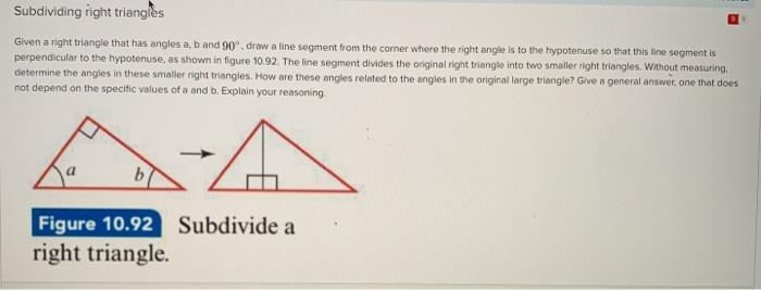 Solved Subdividing right triangles Given a right triangle | Chegg.com