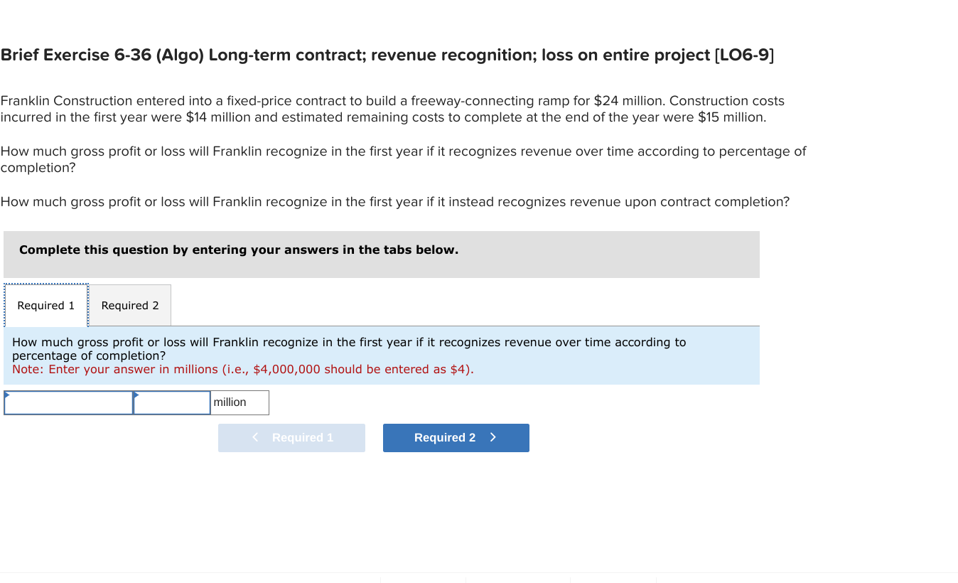 Solved Brief Exercise 6-36 (Algo) ﻿Long-term contract; | Chegg.com