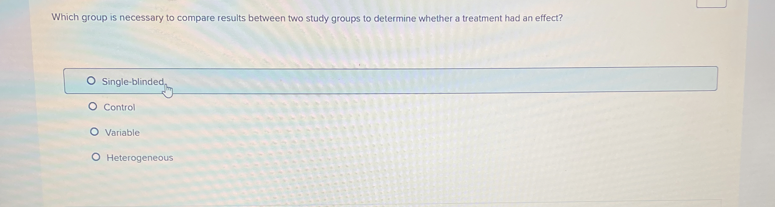 Solved Which group is necessary to compare results between | Chegg.com