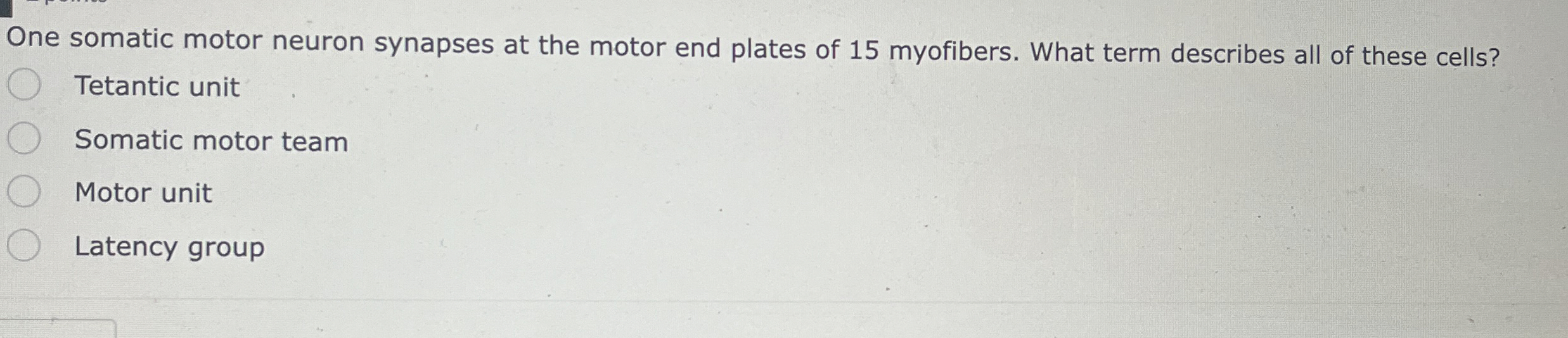 Solved One somatic motor neuron synapses at the motor end | Chegg.com