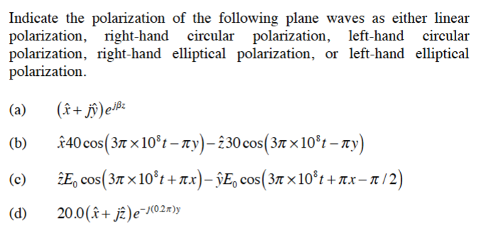 Solved Indicate the polarization of ﻿the following plane | Chegg.com