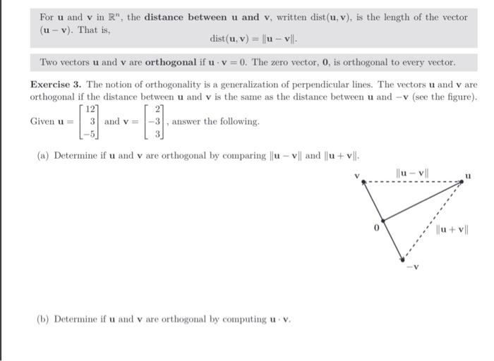 Solved For u and v in R", the distance between u and v, | Chegg.com