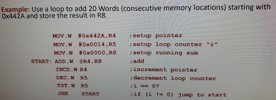 Solved Example: Use a loop to add 20 ﻿Words (consecutive | Chegg.com
