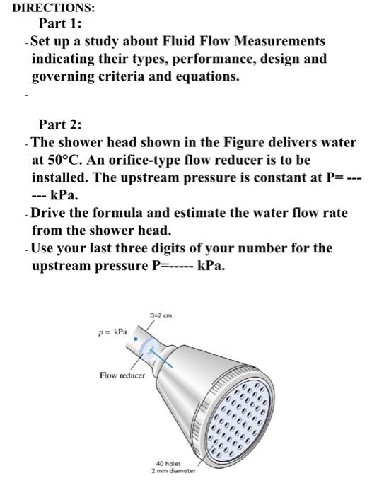 Solved DIRECTIONS: Part 1: Set up a study about Fluid Flow | Chegg.com