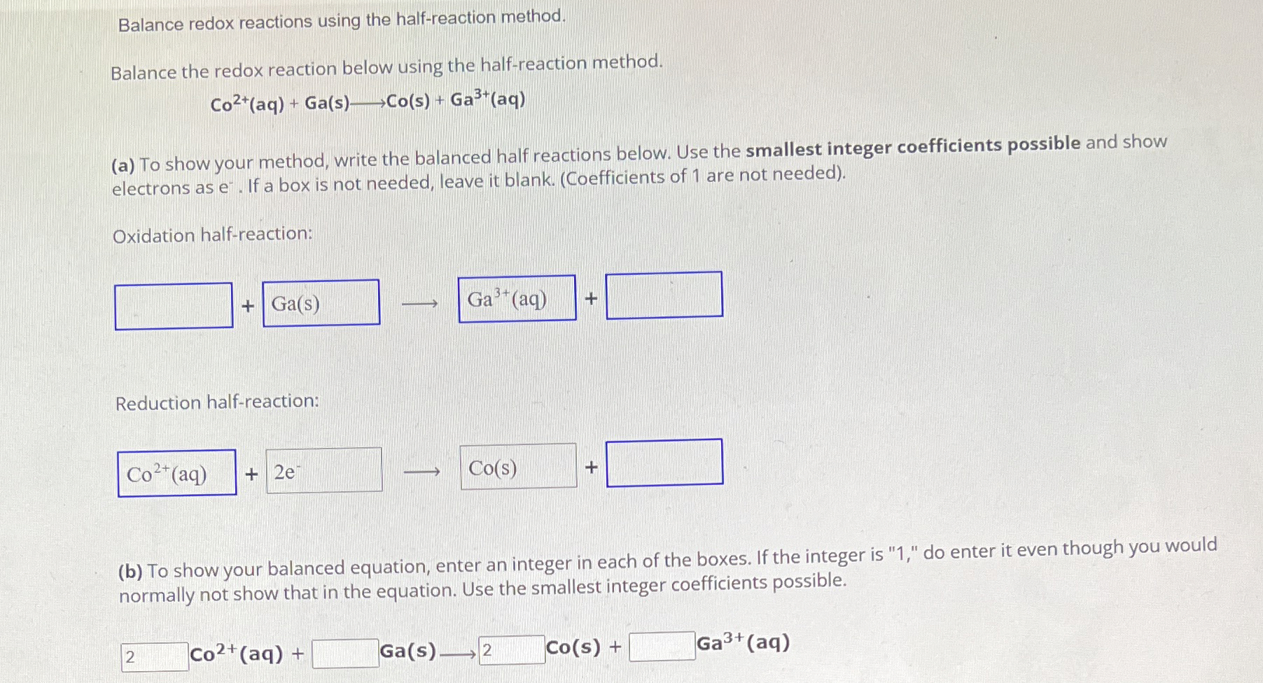 Solved Balance redox reactions using the half-reaction | Chegg.com